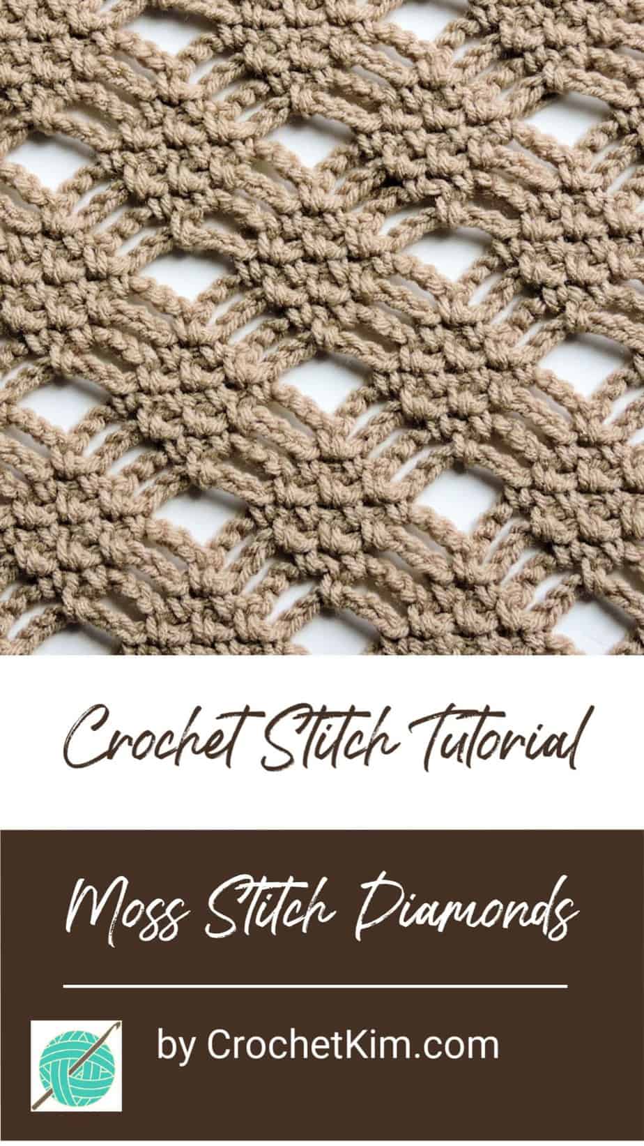 Moss Stitch Diamond Lace Free Crochet Stitch Tutorial - CrochetKim™